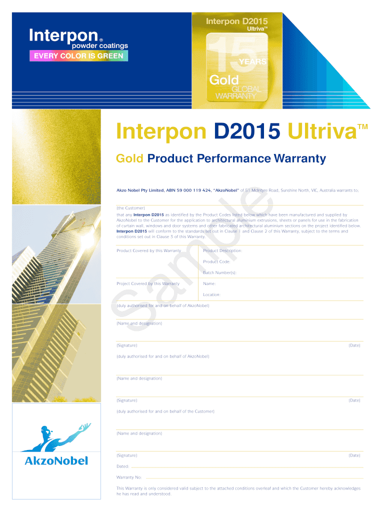 Fillable Online Interpon D2015 Warranty Fax Email Print - pdfFiller