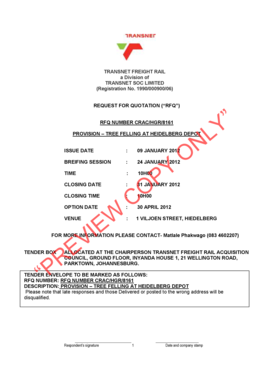 Fillable Online RFQ NUMBER:CRAC-HGR - Transnet Freight Rail Fax Email ...