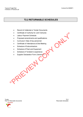 Fillable Online 09 Part T2.2 Returnable Schedules N.doc Fax Email Print ...