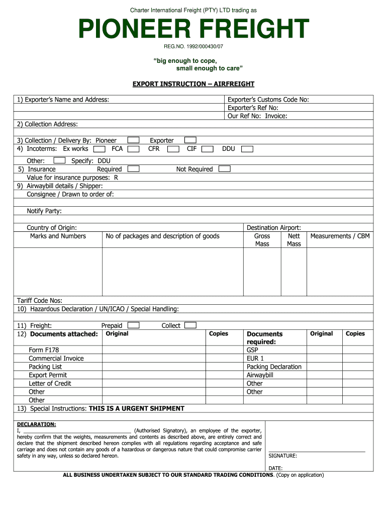 Shipping Instruction Template Excel Fill Online Printable Fillable Shipping Instruction Template Excel Fill Online Printable Fillable