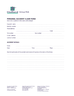 Fillable Online personal accident claim form fillable Fax Email Print ...