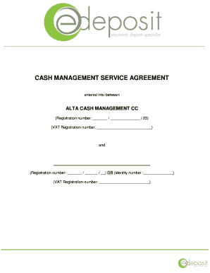 Fillable Online edeposit co Cash Management Agreement (1d - 17 March ...