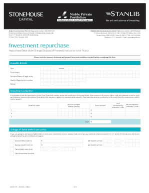 Fillable Online stanlib noble repurchase forms Fax Email Print - pdfFiller