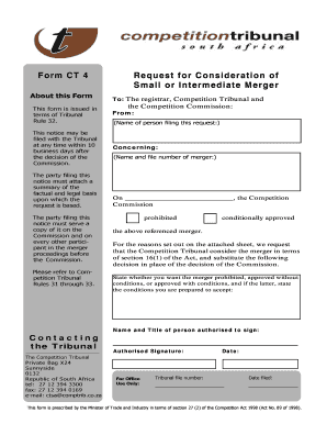 Fillable Online CT 4 - Competition Tribunal Fax Email Print - pdfFiller