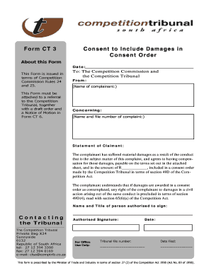 Fillable Online CC 12 Form CT 3 Consent to Include Damages in Consent ...