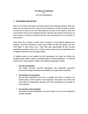 Fillable Online Pro Bono Guideline & Means Test for Non-Profit Orgs ...