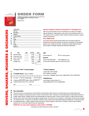 Fillable Online ORDER FORM - show.co.za Fax Email Print - pdfFiller