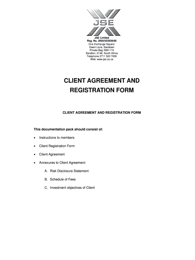 Fillable Online CLIENT AGREEMENT AND REGISTRATION FORM Fax Email Print ...