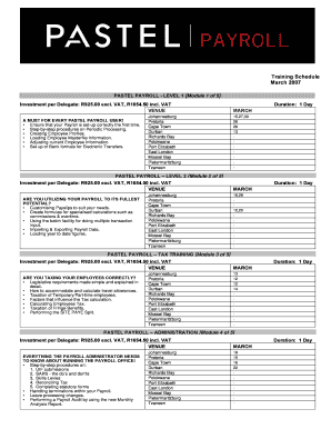 Fillable Online pastel co Training Schedule March 2007 - Pastel Fax Email Print - pdfFiller