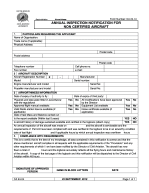 CA 24-04 Annual Inspection Notification For Non Certified Aircraft ...
