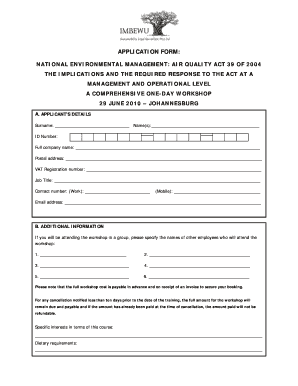 Fillable Online APPLICATION FORM: - IMBEWU Fax Email Print - pdfFiller
