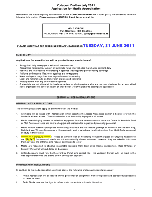 Fillable Online VDJ 2011 Media Accreditation Application Form.pdf ...
