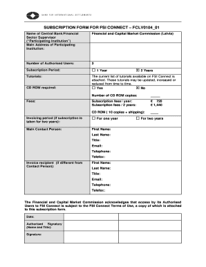 Fillable Online SUBSCRIPTION FORM FOR FSI CONNECT ... - FKTK Fax Email ...