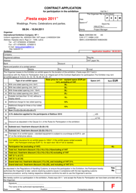 Fillable Online Application/contract for participation in the exhibition - BT 1 Fax Email Print ...