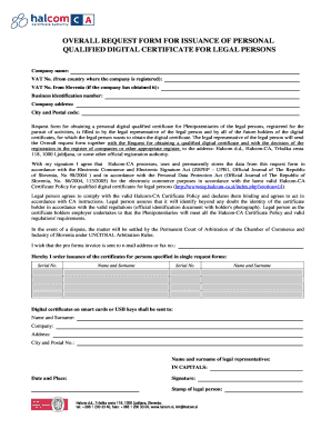 Fillable Online Request for issuing of qualified digital certificate ...