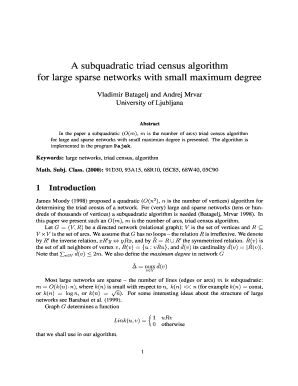 Fillable Online vlado fmf uni-lj a subquadratic triad census algorithm for large sparse networks ...