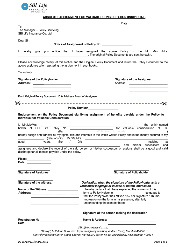 Fillable Online Notice of Assignment of Insurance Policy Fax Email ...