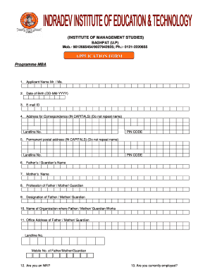 Fillable Online Downlod Application Form - IIET Fax Email Print - pdfFiller