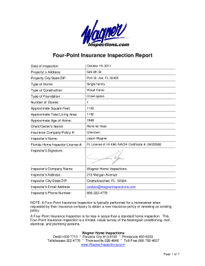 Fillable Online Four-Point Insurance Inspection Report - Pineapple ...