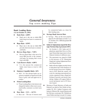 General Awareness - Fill and Sign Printable Template Online