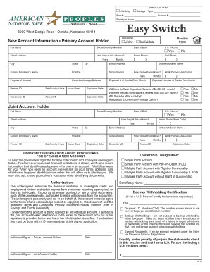 Fillable Online The new Switch Kit - American National Bank Fax Email ...