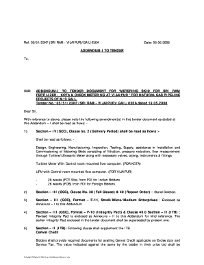 Fillable Online ADDENDUM-I TO TENDER DOCUMENT FOR - GAIL Fax Email Print - pdfFiller