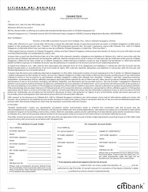 Fillable Online online citibank co CSL Account Consent Form - For ...