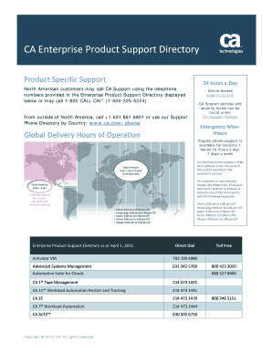 Fillable Online North American customers may call CA Support using the ...