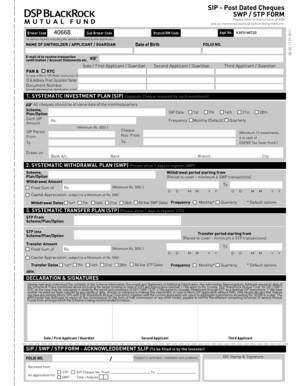 Fillable Online SIP - Post Dated Cheques SWP / STP FORM Fax Email Print - pdfFiller