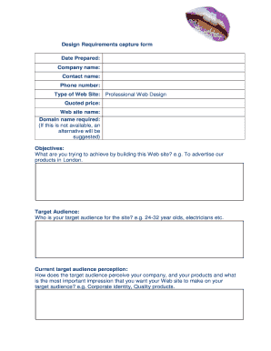 Fillable Online Design Requirements capture form - Delicious WebDesign ...
