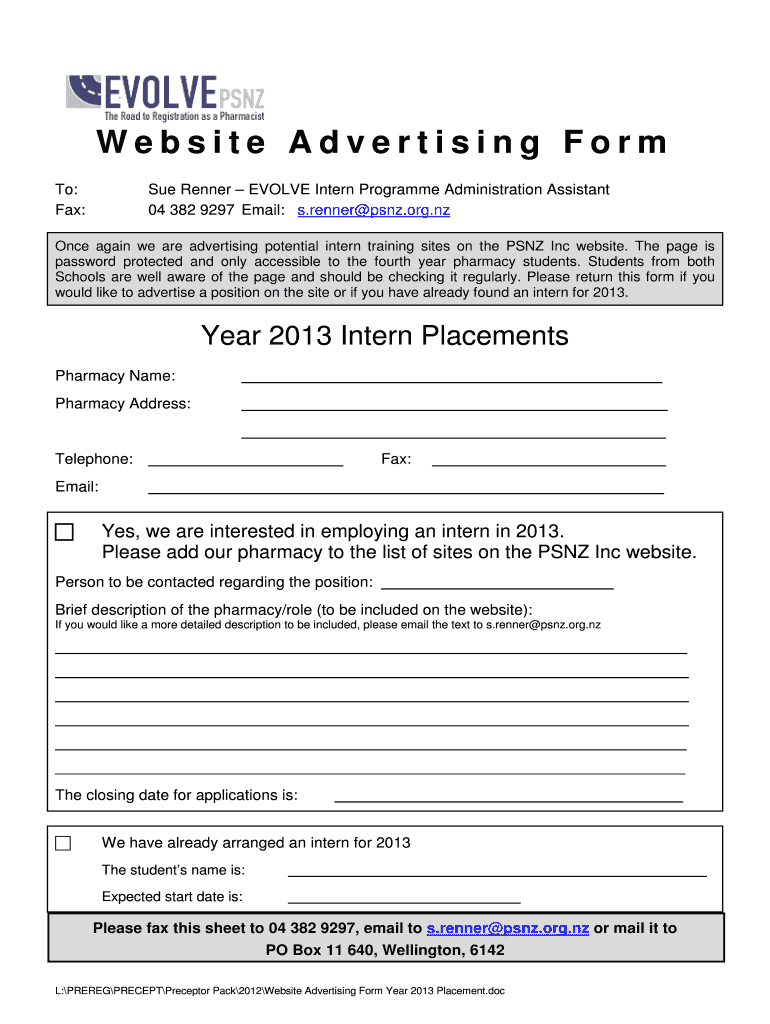 Fillable Online Website Advertising Form Fax Email Print - pdfFiller