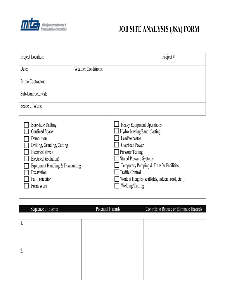Job Site Analysis Fill Online Printable Fillable Blank PdfFiller
