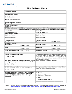 Fillable Online Site Delivery Form Dirt Fax Email Print - pdfFiller