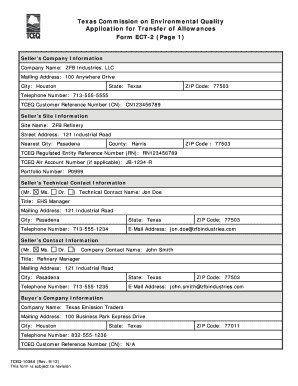 Fillable Online tceq texas Completed example of the Form ECT-2 - Texas ...