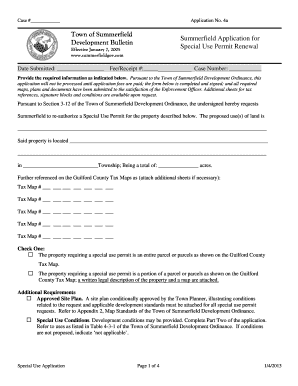 Fillable Online Application 4a Special Use Permit Renewal - Summerfield ...