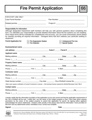 Fillable Online Fire Permit Application 66 - City of Bothell Fax Email Print - pdfFiller