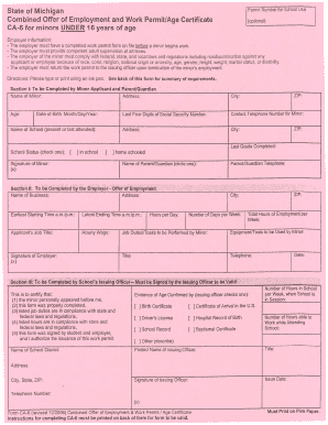 Fillable Online chippewa valley schools work permit form Fax Email ...