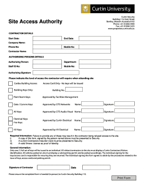 Fillable Online Curtin Security Fax Email Print - pdfFiller
