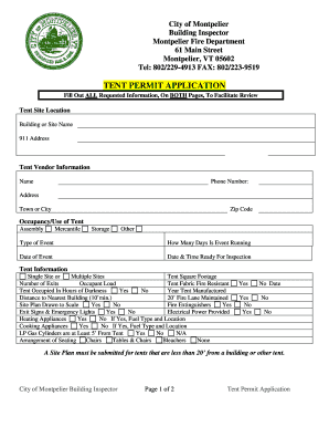 Tent Permit Application - City Of Montpelier, Vermont - Montpelier-vt ...