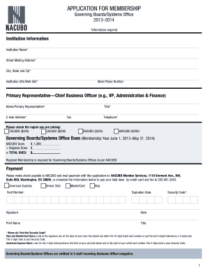 Fillable Online nacubo APPLICATION FOR MEMBERSHIP - NACUBO - nacubo Fax Email Print - pdfFiller