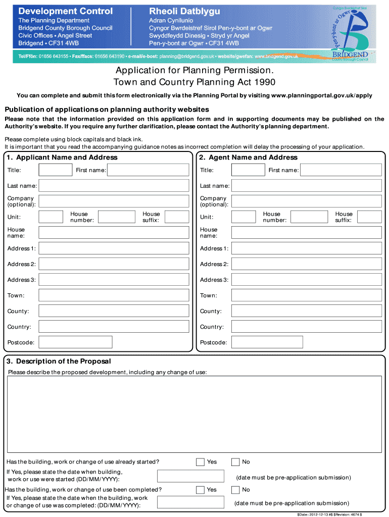 Fillable Online Application for Planning Permission Fax Email Print ...