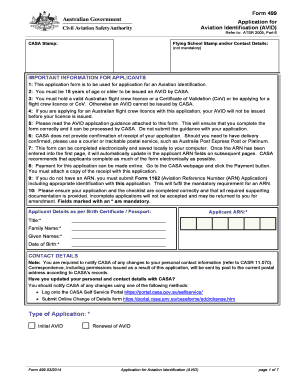 Fillable Online casa gov Form 499 Aviation Identification (AVID) Day ...