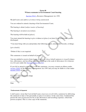 Fillable Online justice govt Form 40 Witness summons to Environment ...