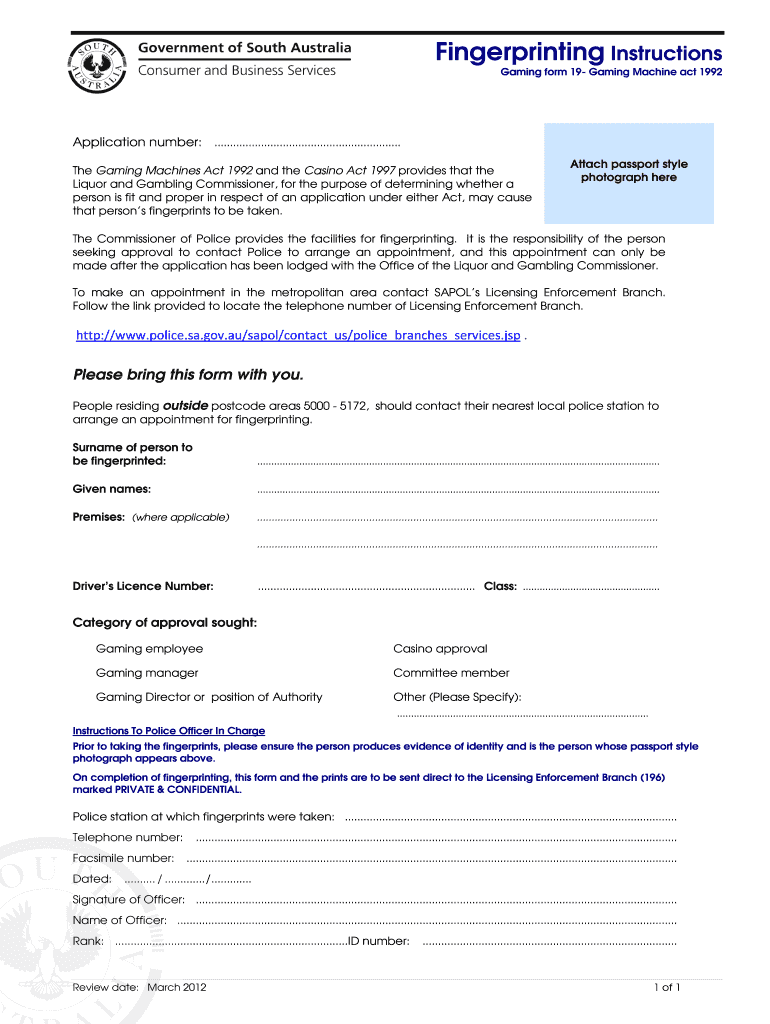 Fingerprinting form - Office of the Liquor and Gambling: Fill out & sign online | DocHub