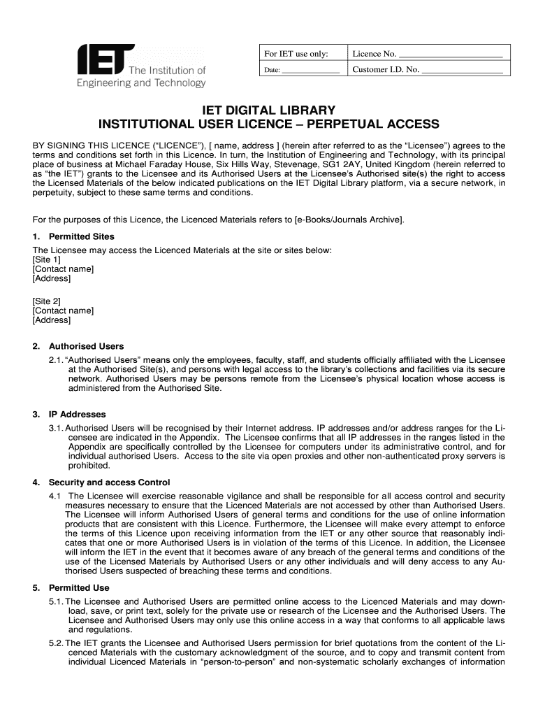 Fillable Online Perpetual access - IET Digital Library - The ...