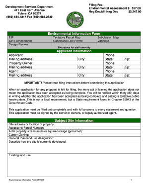Fillable Online Environmental Checklist Form - City of Tulare Fax Email ...