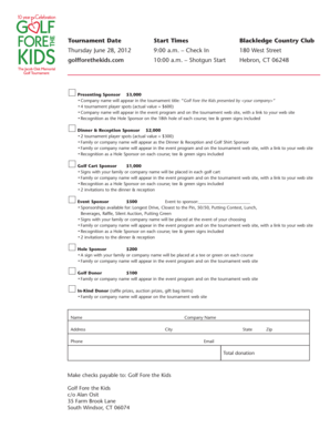 Fillable Online Donation Form - Golf Fore the Kids Fax Email Print ...