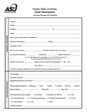 Fillable Online angelo Interview Request and Schedule Form. - Angelo State University Fax Email ...
