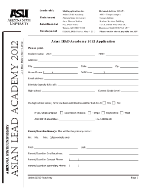 Fillable Online students asu Asian LEAD Academy - Current Students ...