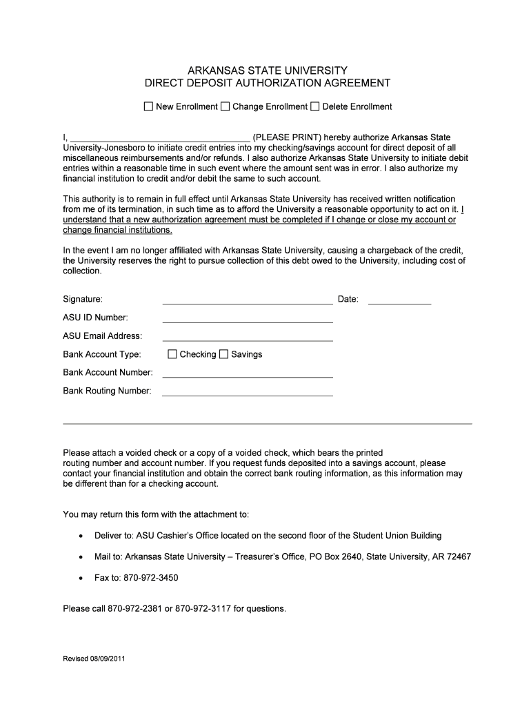 Direct Deposit Authorization for Financial Aid Refunds: Fill out & sign online | DocHub